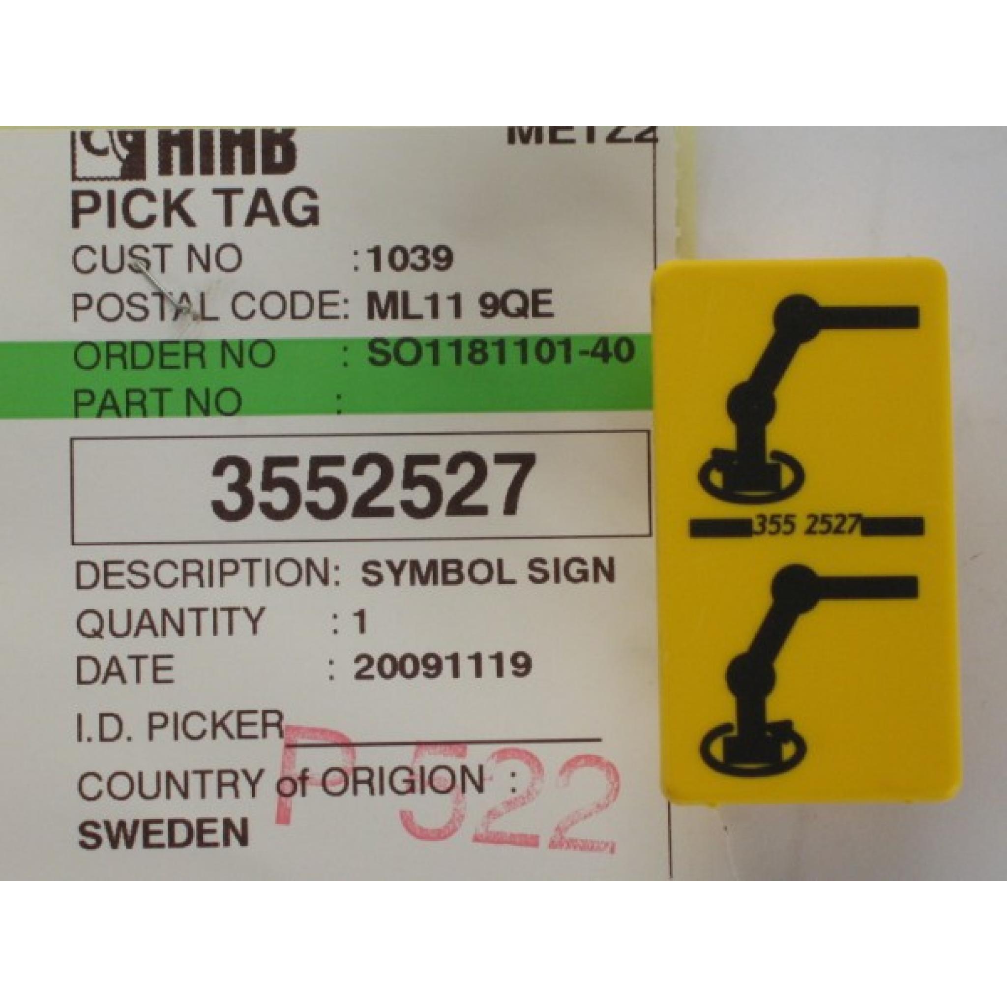 H355 2527 Slew Function Yellow Decal